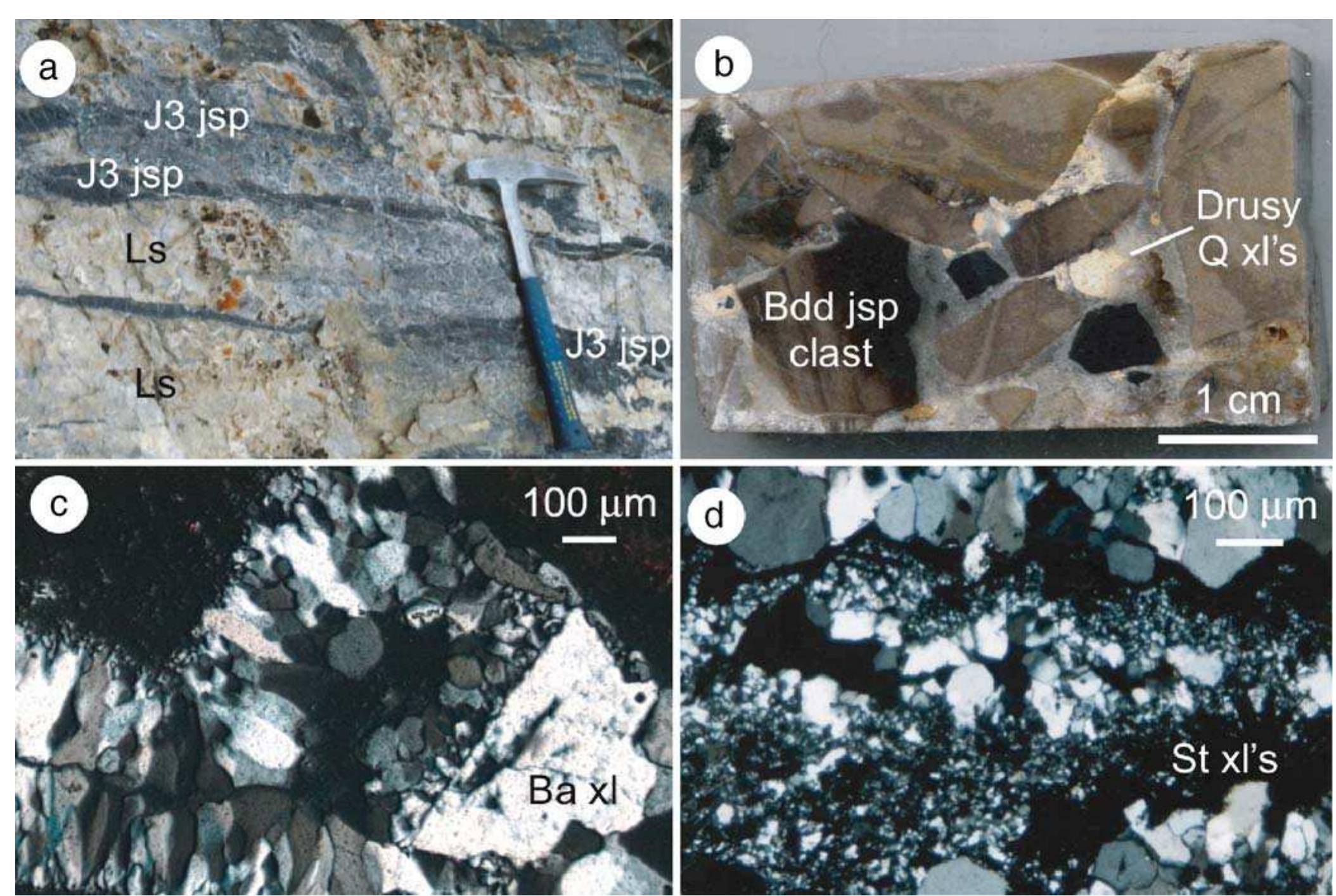 A stratabound j; jasperoid at the contact between units 1