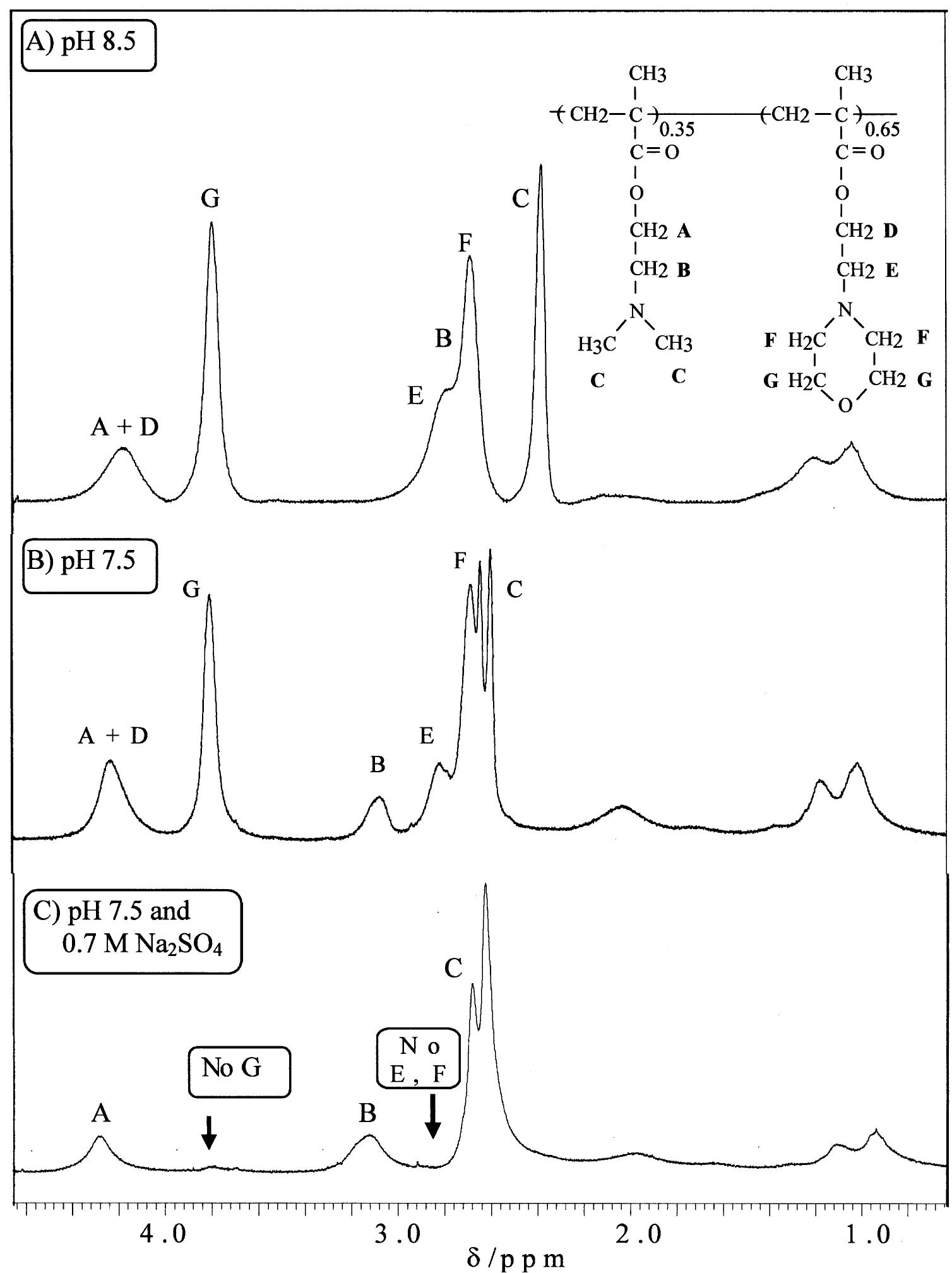'h nmr spectra of a 35:65 dma—-mema block copolymer in d,o