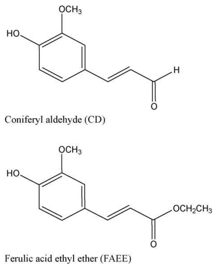 Chemical structures of ferulic acid and its derivatives.