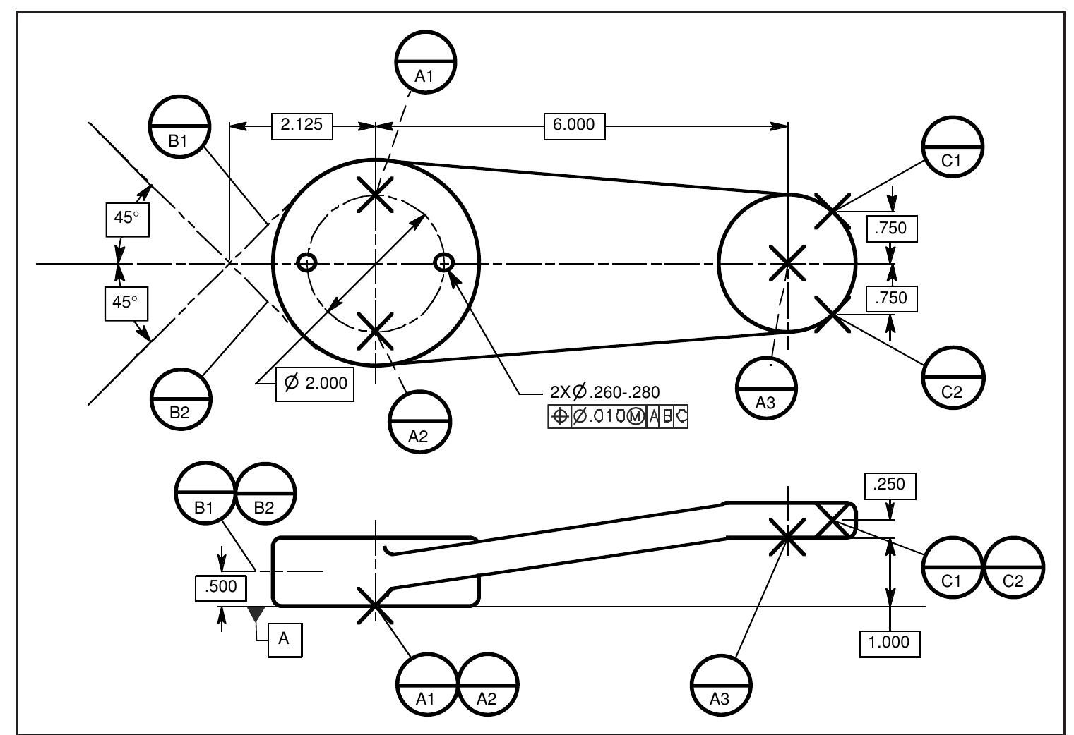 -17 datum targets for step and equalizing datums.