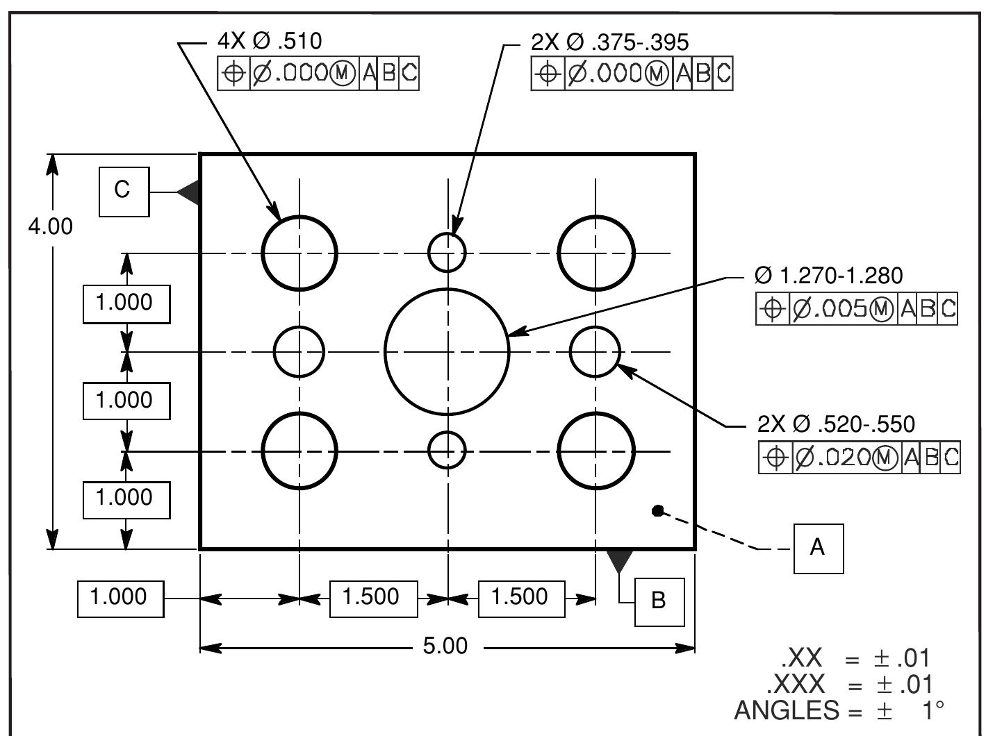 -8 multiple patterns of features located to datum features