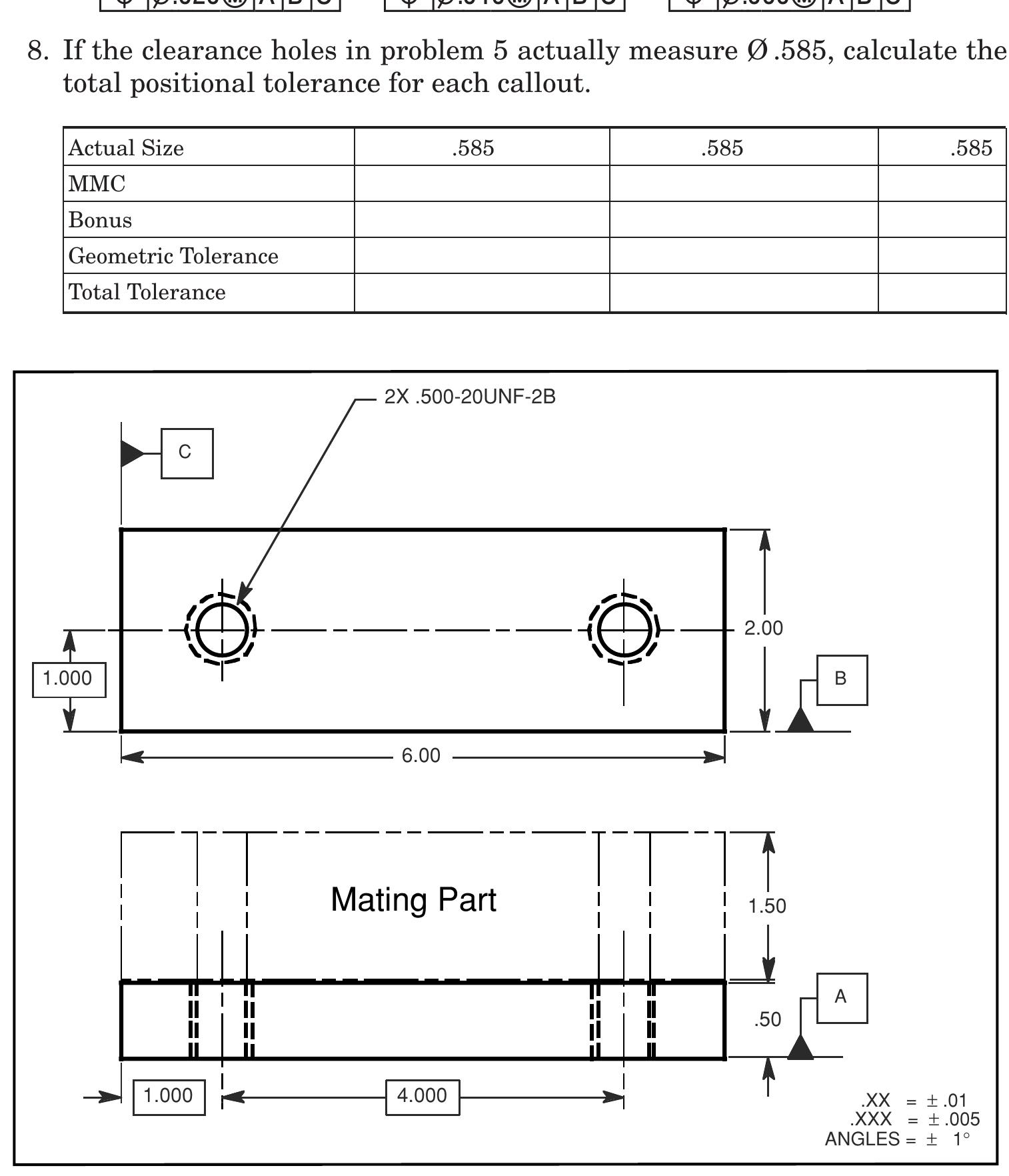 -27 projected tolerance zone: problem 9. 7. specify the mmc