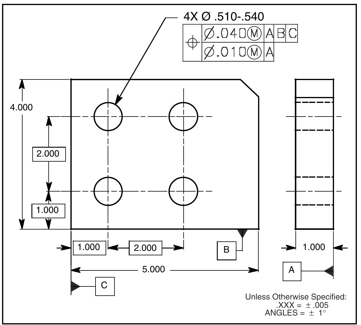 -8 a composite positional tolerance applied to a pattern of