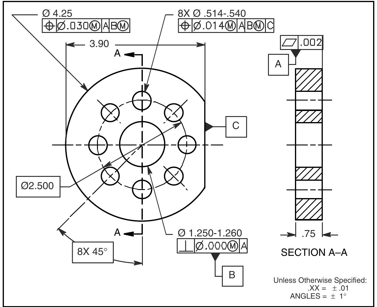 -11 a pattern of holes located to a datum feature of size