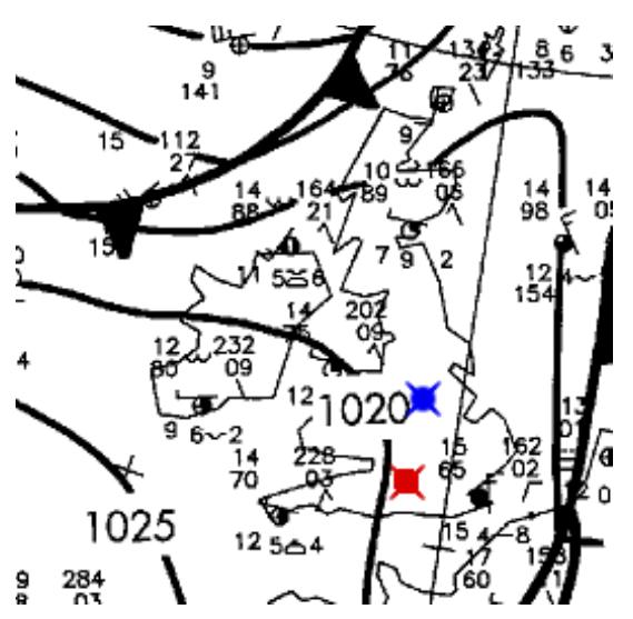 Fic. 4: surface pressure chart for 23/08/2005 at oout