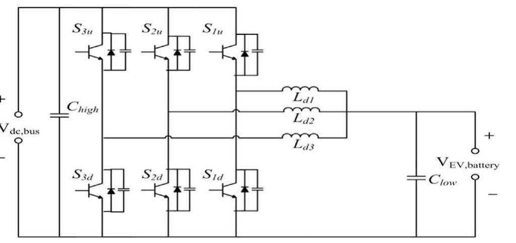 Half-bridge bidirectional converter with interleaved