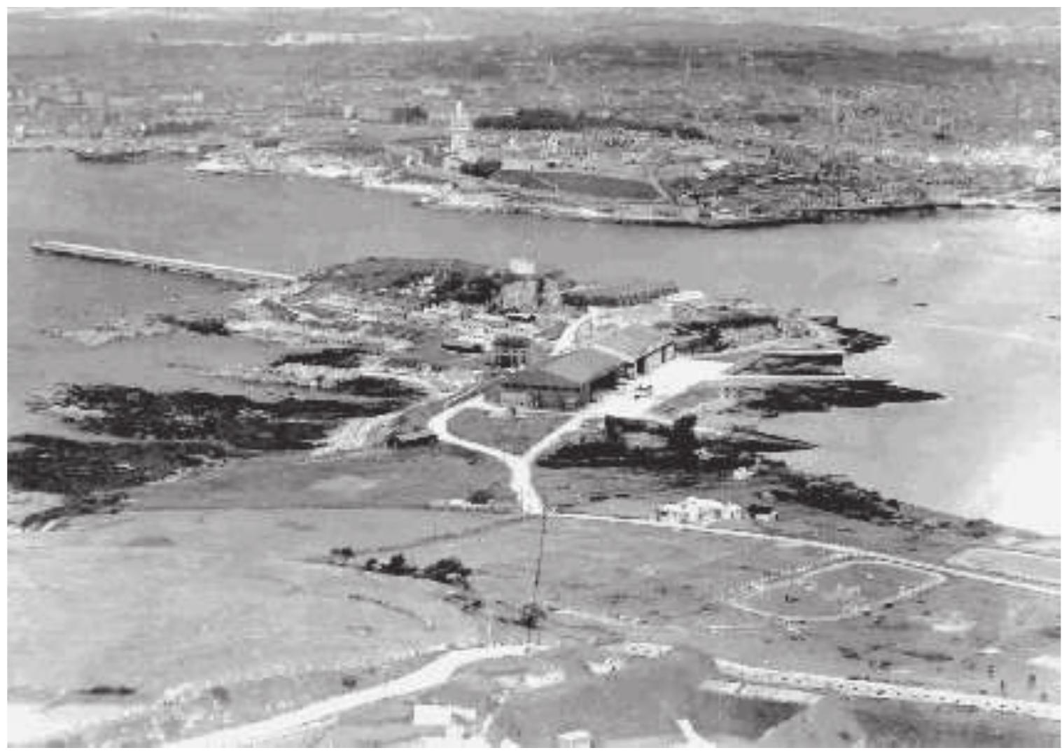Aerial view of raf mount batten seaplane station in 1933/34,