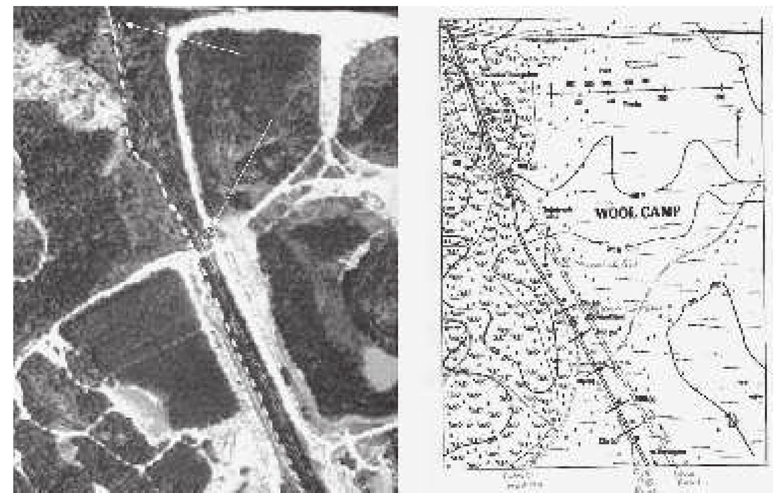 Comparison of a modern aerial photograph of the clouds hill