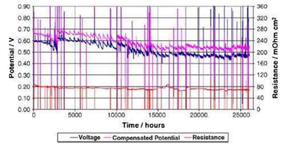2 cell voltage decay and resistance over time”