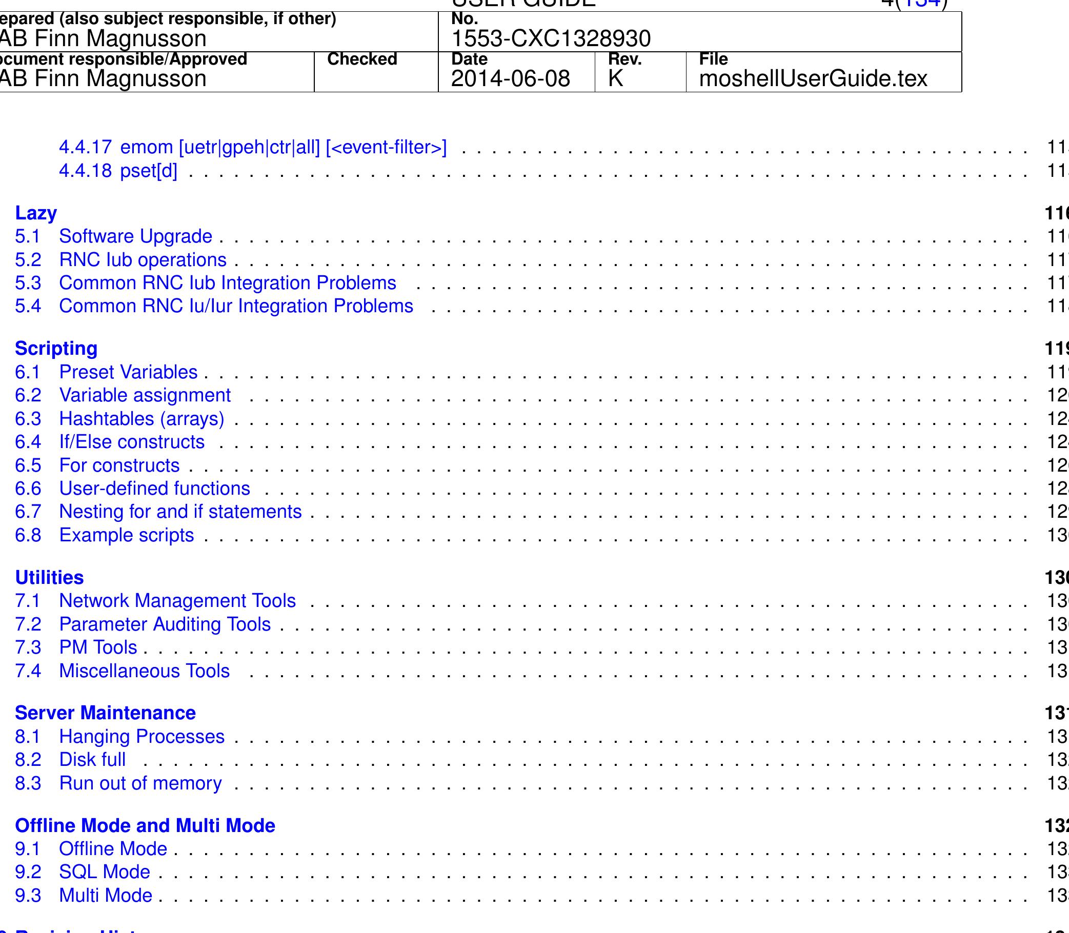 Table 2 - Moshell Users Guide