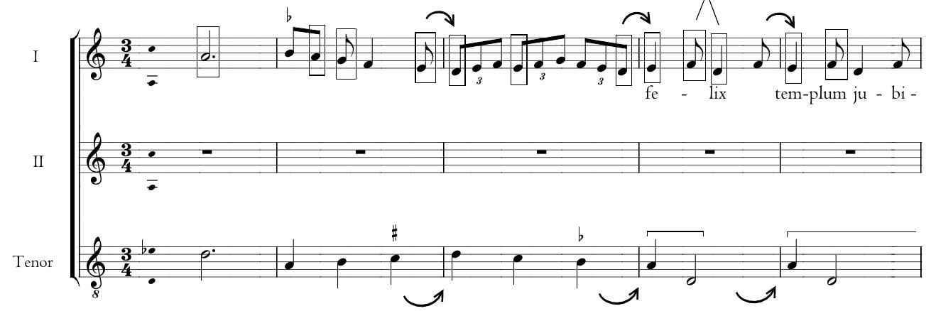 Example 4: johannes crconta, o felix templum jubila, bars