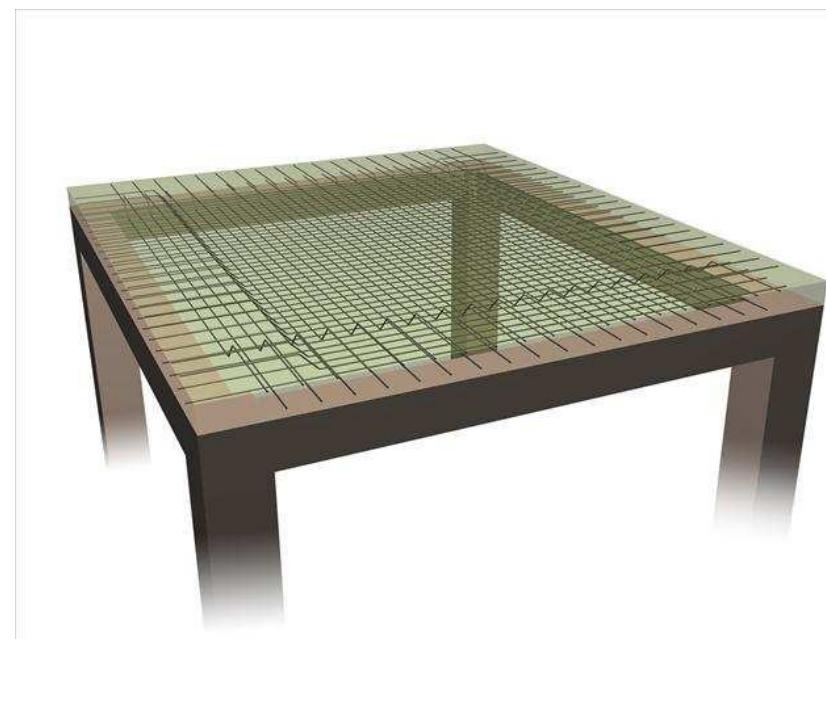 On the technical drawings, reinforced concrete slabs are