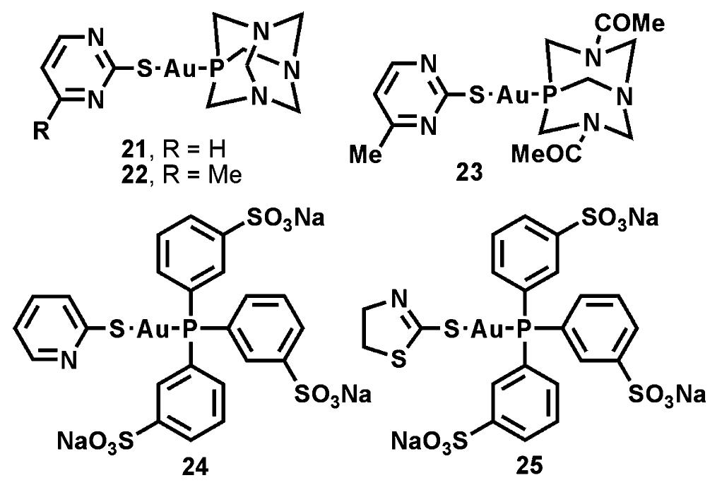 Chemical structures of the gold(1) compounds 21-25