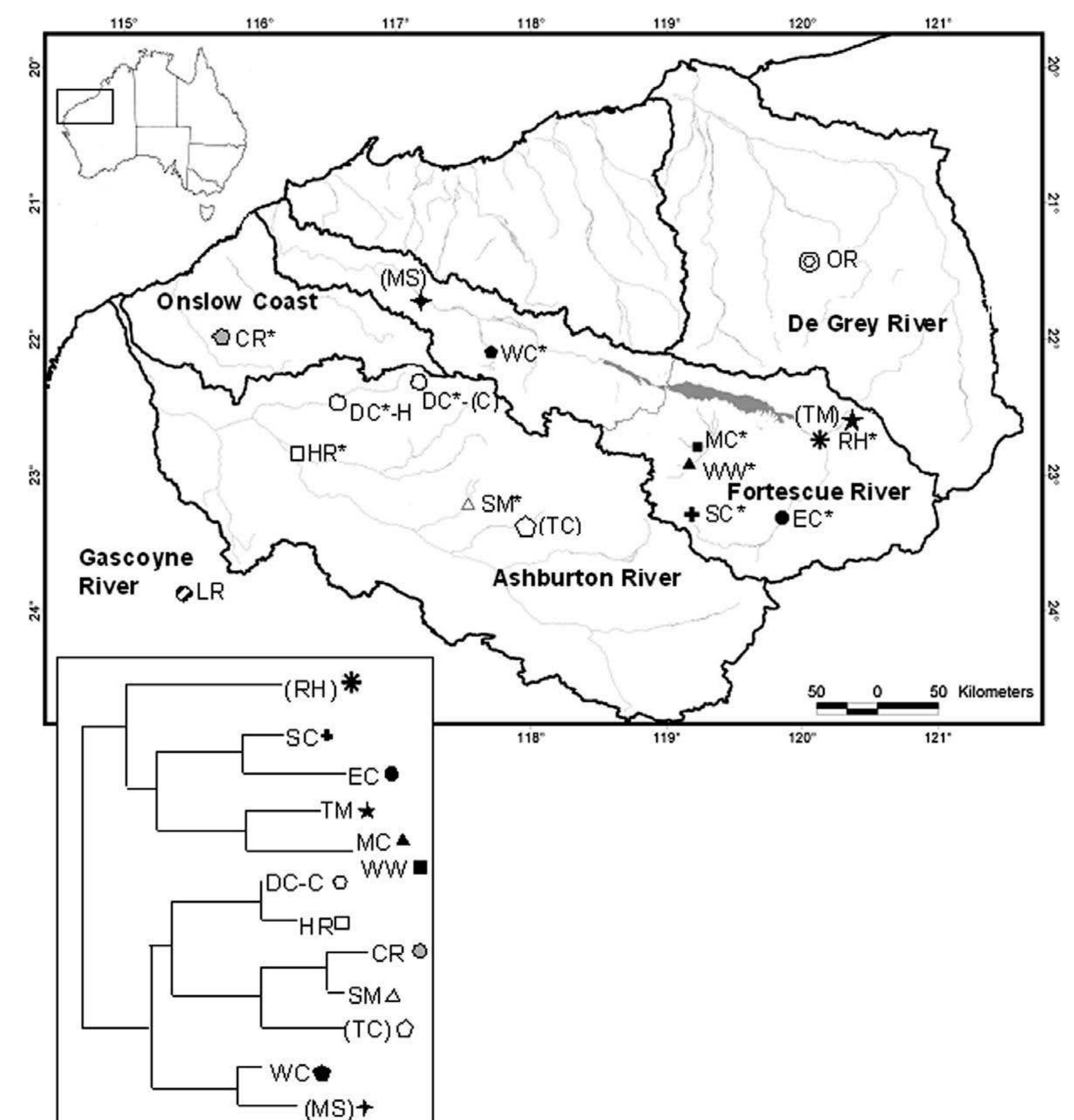 Map of the pilbara, western australia, where samples of