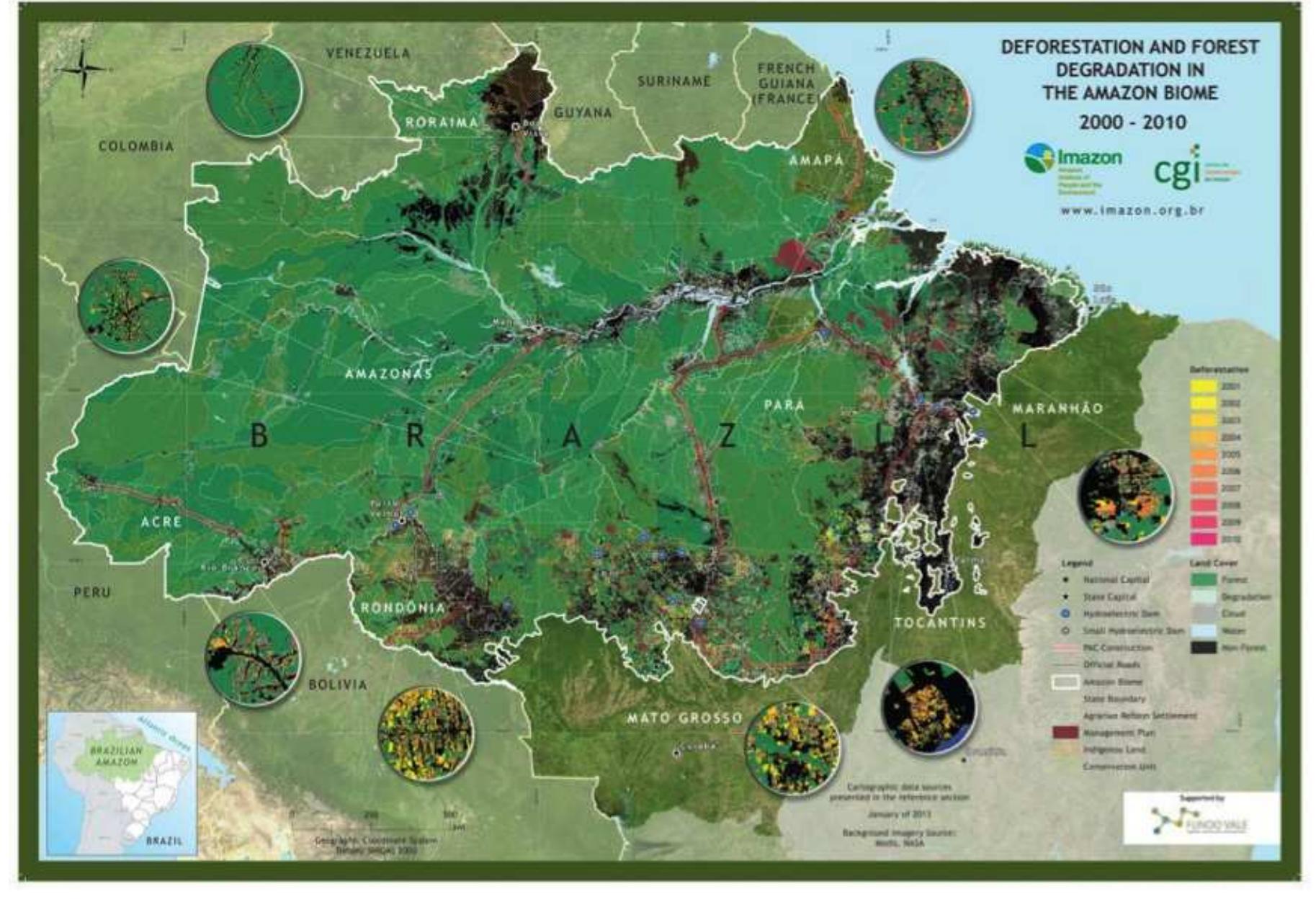 6: map indicating deforestation and forest degradation in