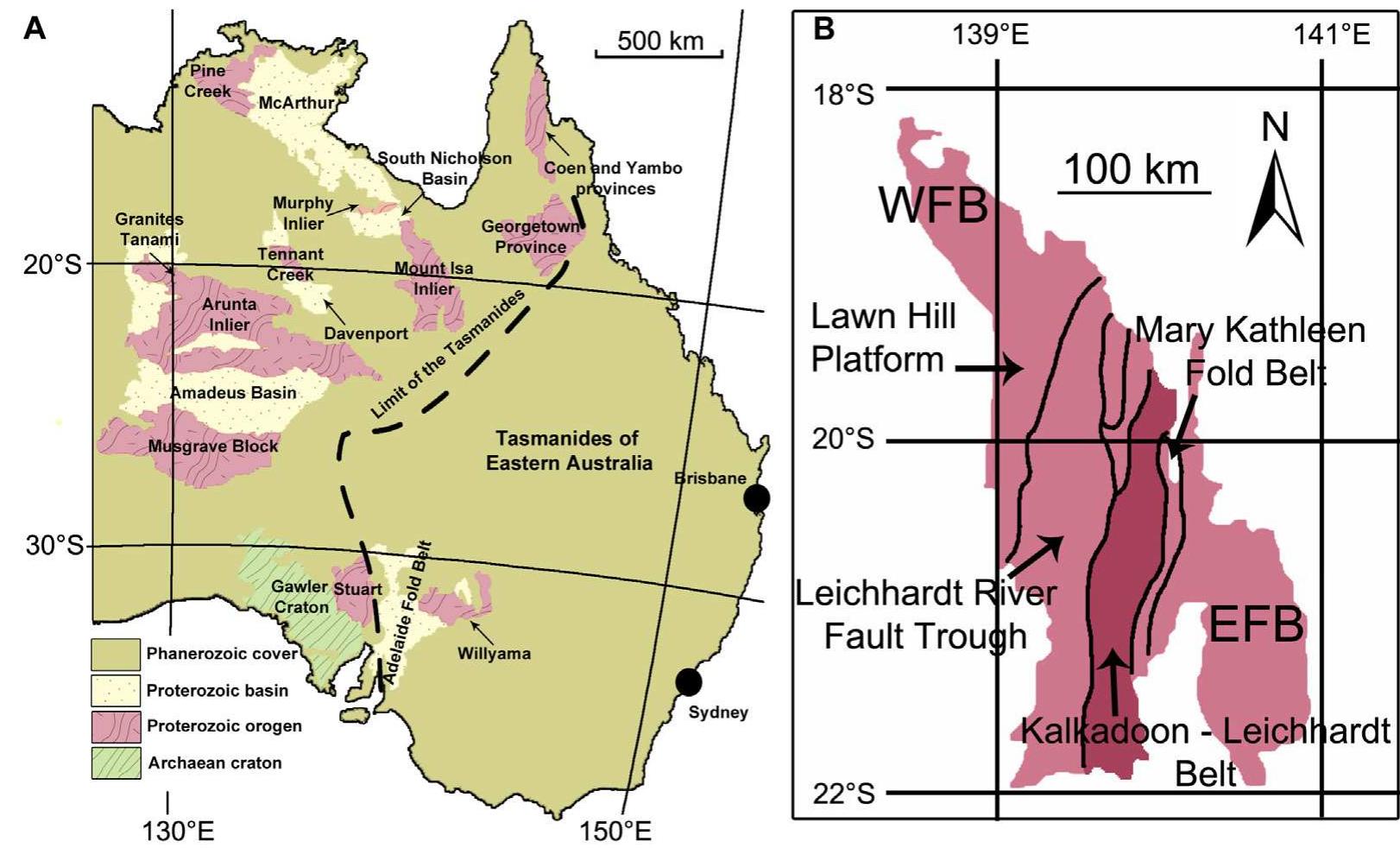 (a) simplified tectonic map showing some of the precambrian