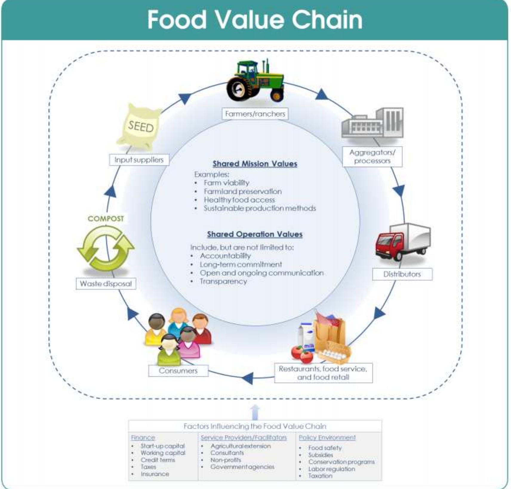 Components of a food value chain (source : designed by the