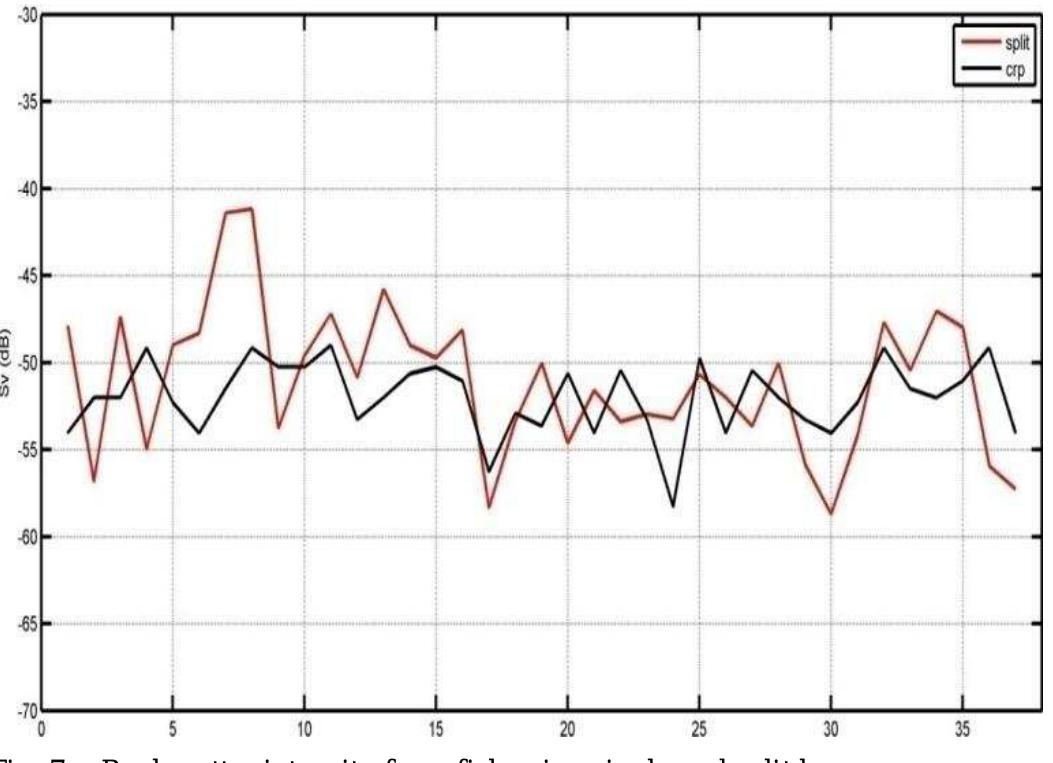 3le vi. comparison of single beam and split beam for fish