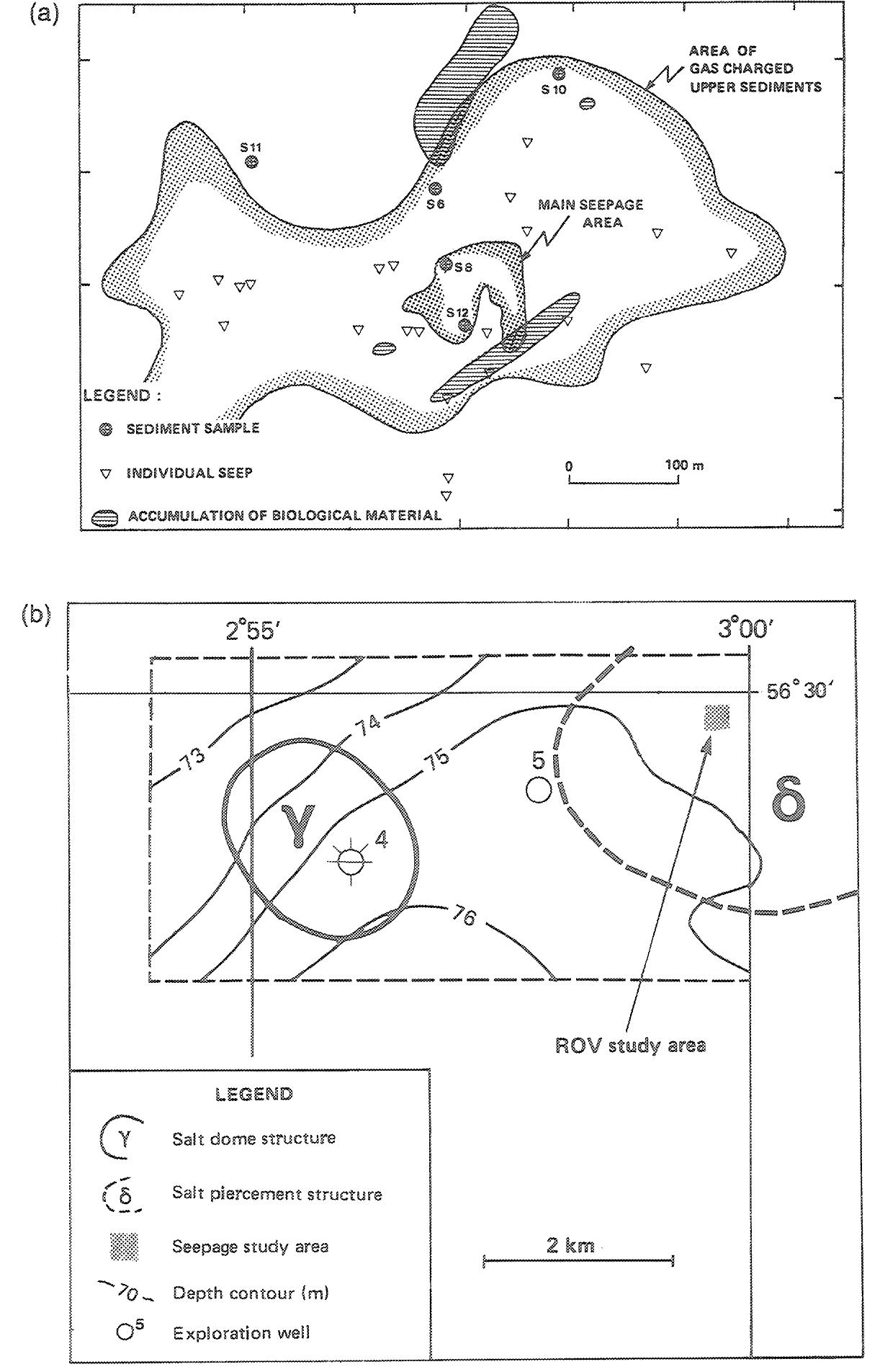 Pig. 3.2 (a) a detailed map of the tommeliten rov survey