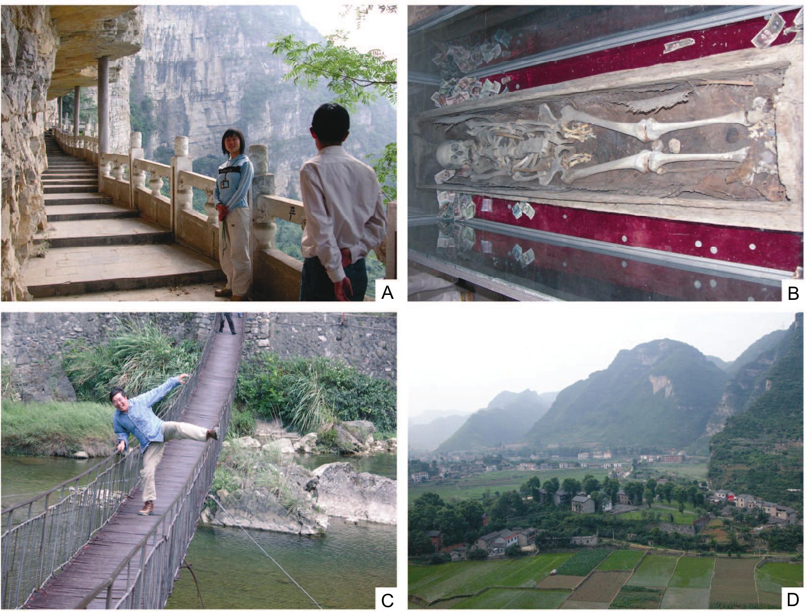 . xiaofeng cliff-hanging coffins heritage site. a, stone