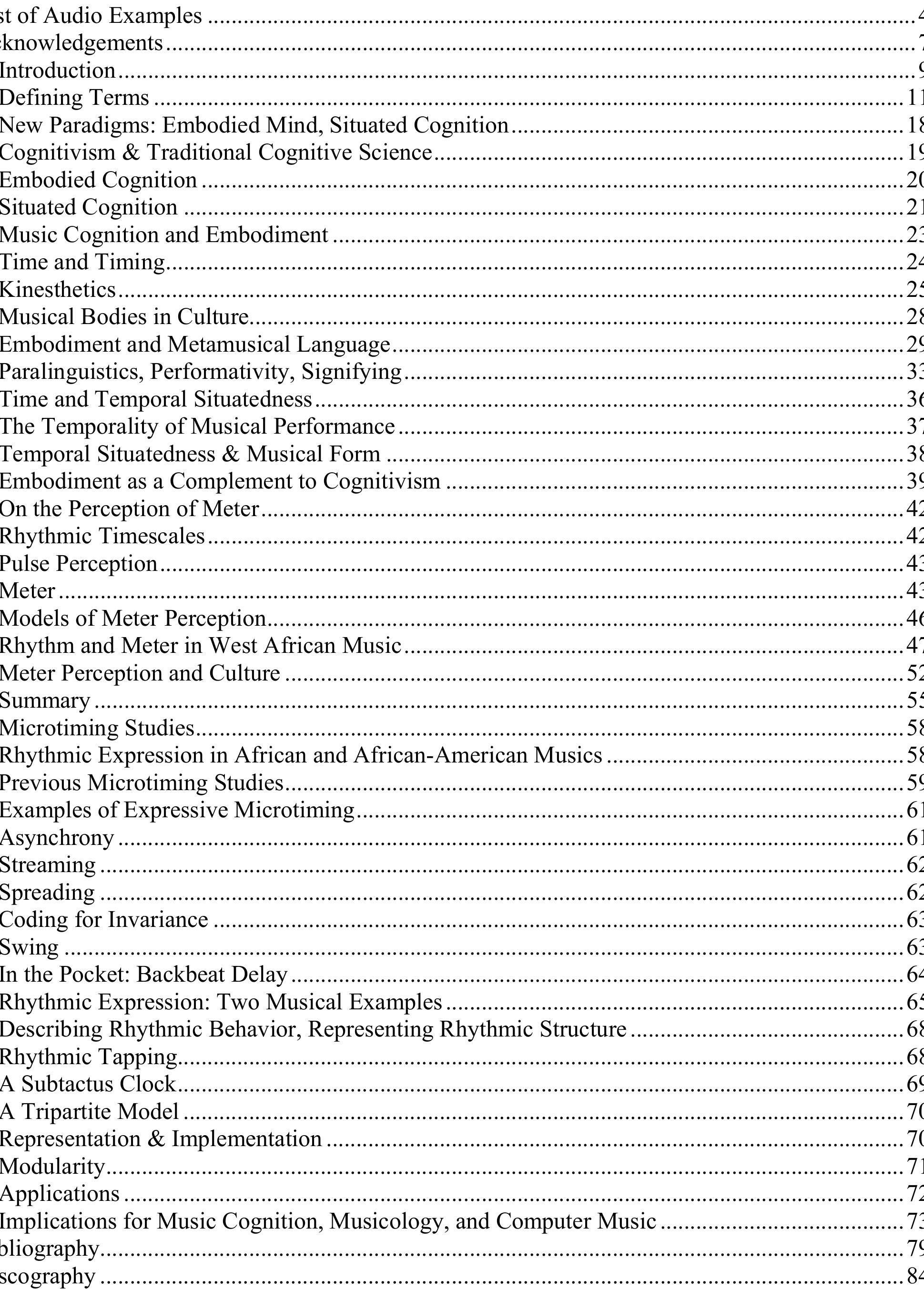 Table 1 - Microstructures of Feel, Macrostructures of Sound:
