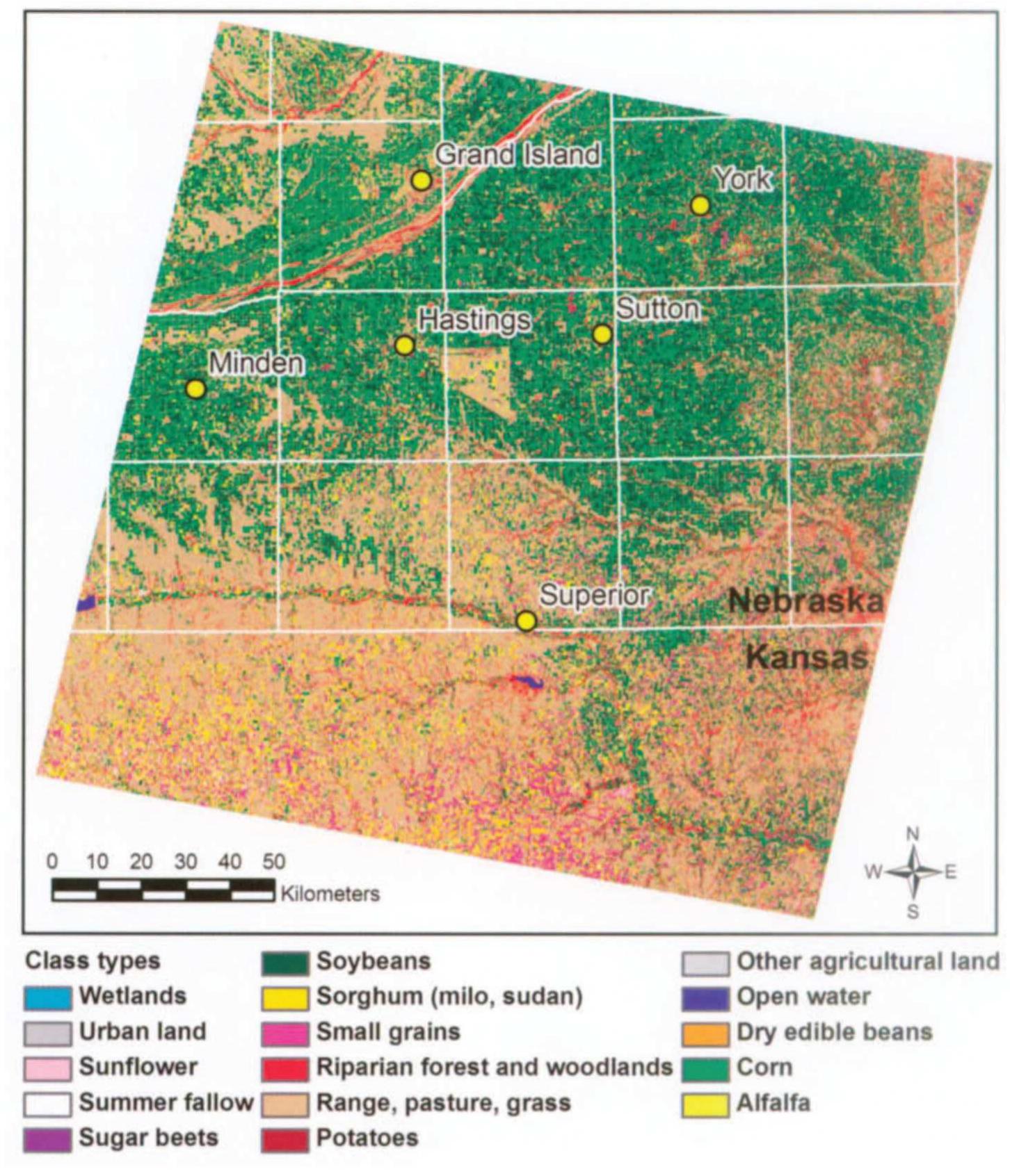 Land-use map of the study area (path 29, row 32) originated