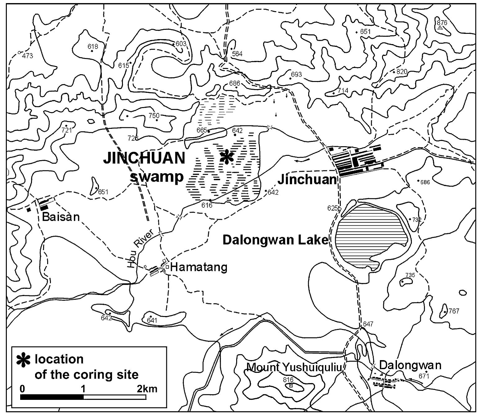 Simplified topographic map of the jinchuan area, huinan