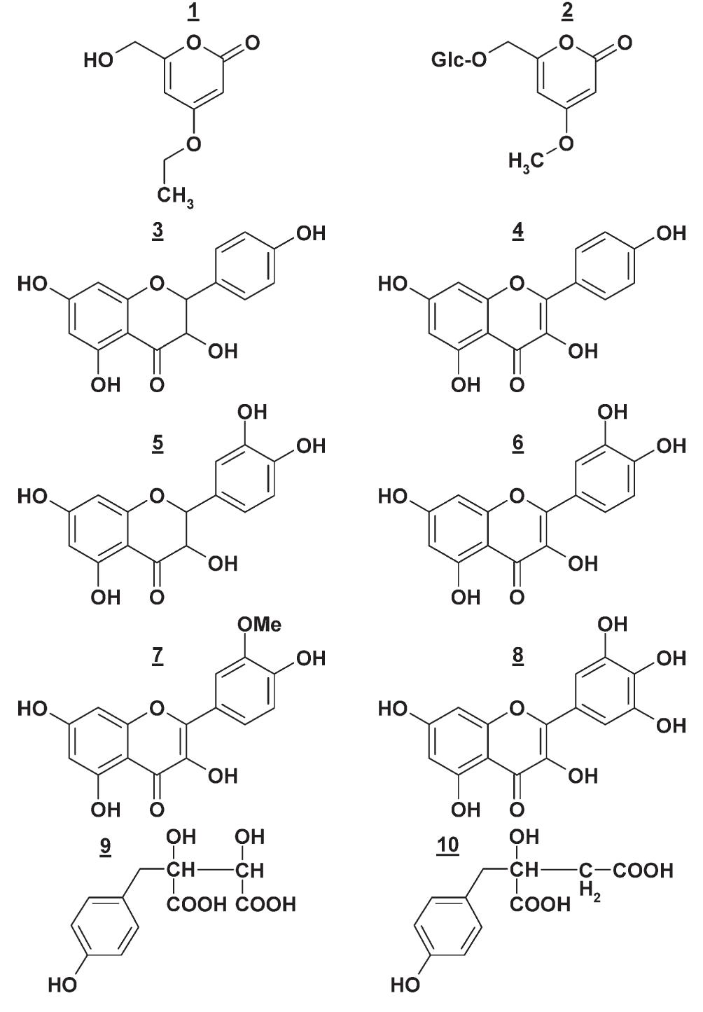 Structures of phytochemicals previously identified in o.
