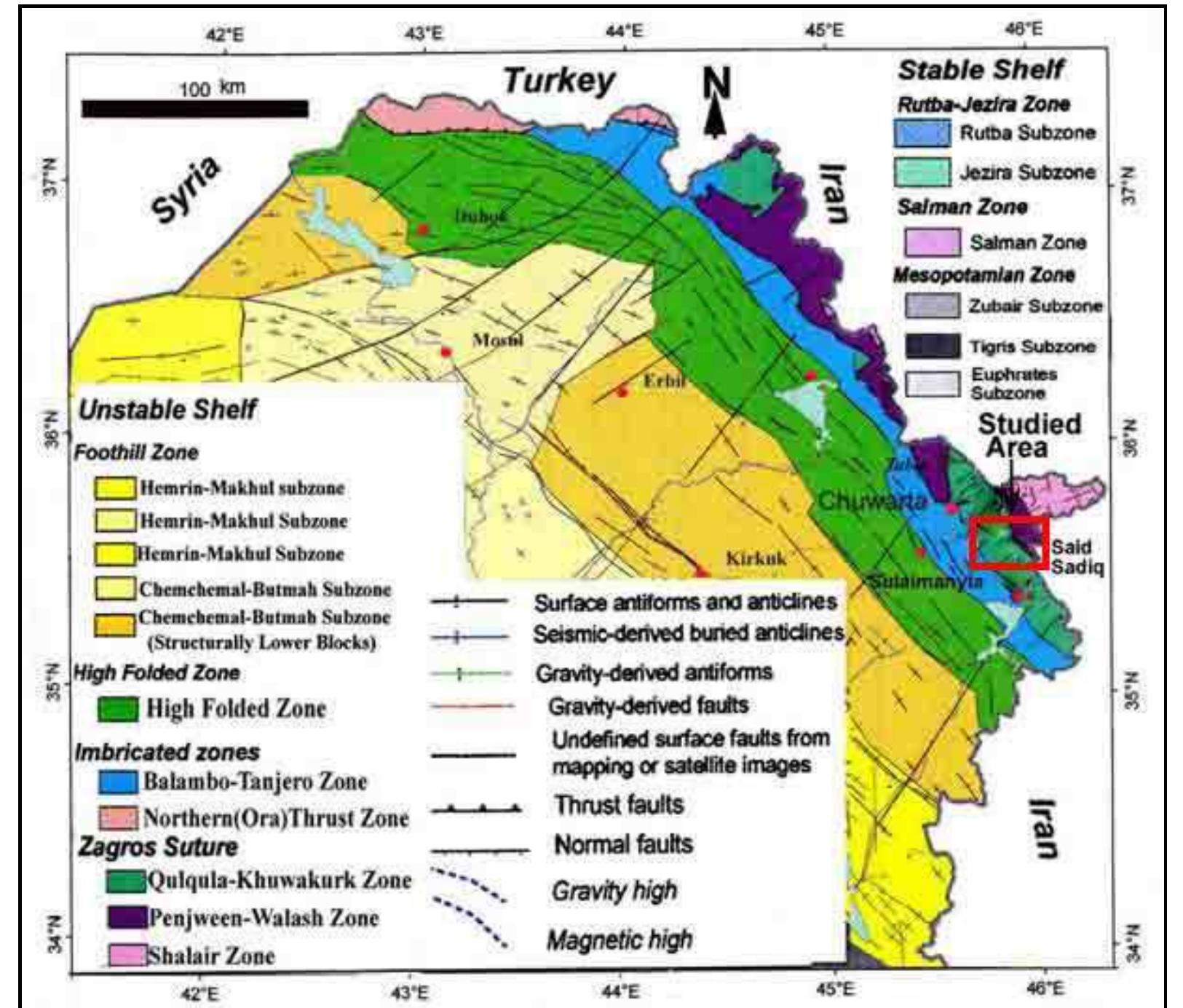 -1: generalized tectonic map of the iraqi zagros thrust zone