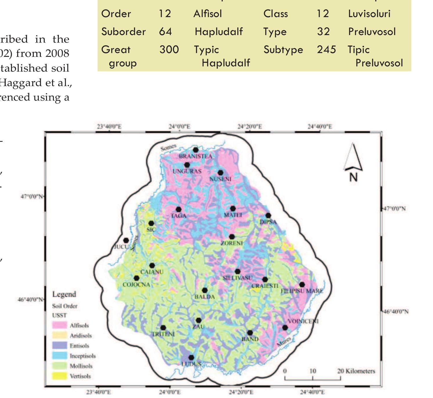 Soil map of the transylvanian plain, romania based on u.s.