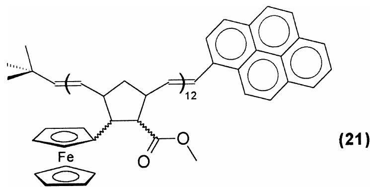 Distribution of ferrocene units within a polymer, end-capped