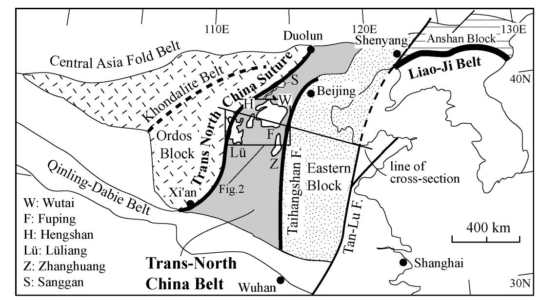 Simplified tectonic map of the north china craton locating