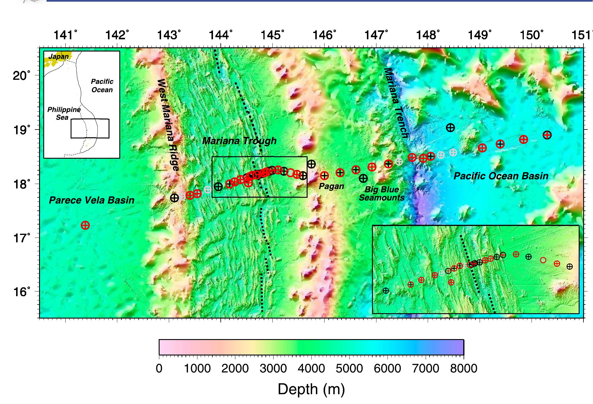 A bathymetric map of the central marianas showing the mt