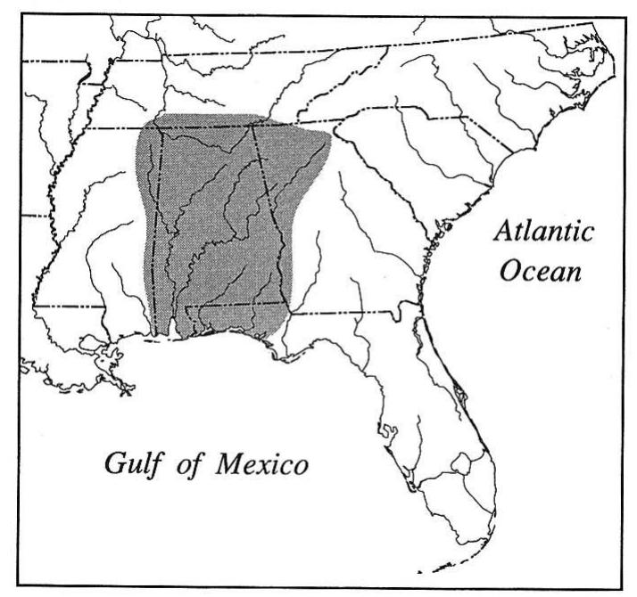 Map of alabama showing major drainage systems and