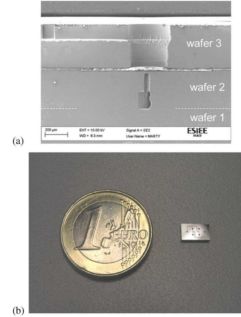 (a) sem picture of a cleaved wafer stack, as schematized in