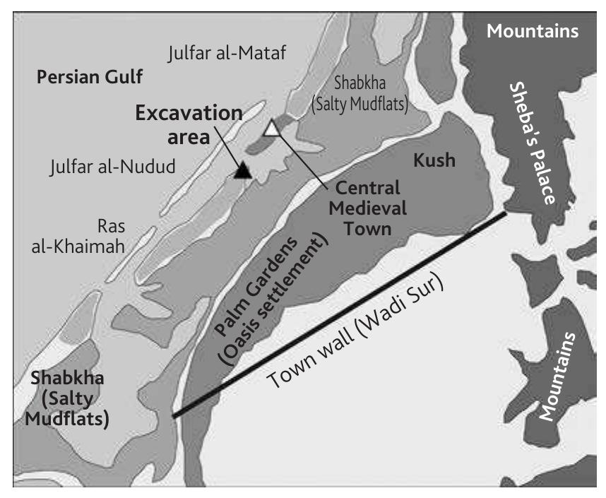 Excavation location map of the julfar al- nudud port site