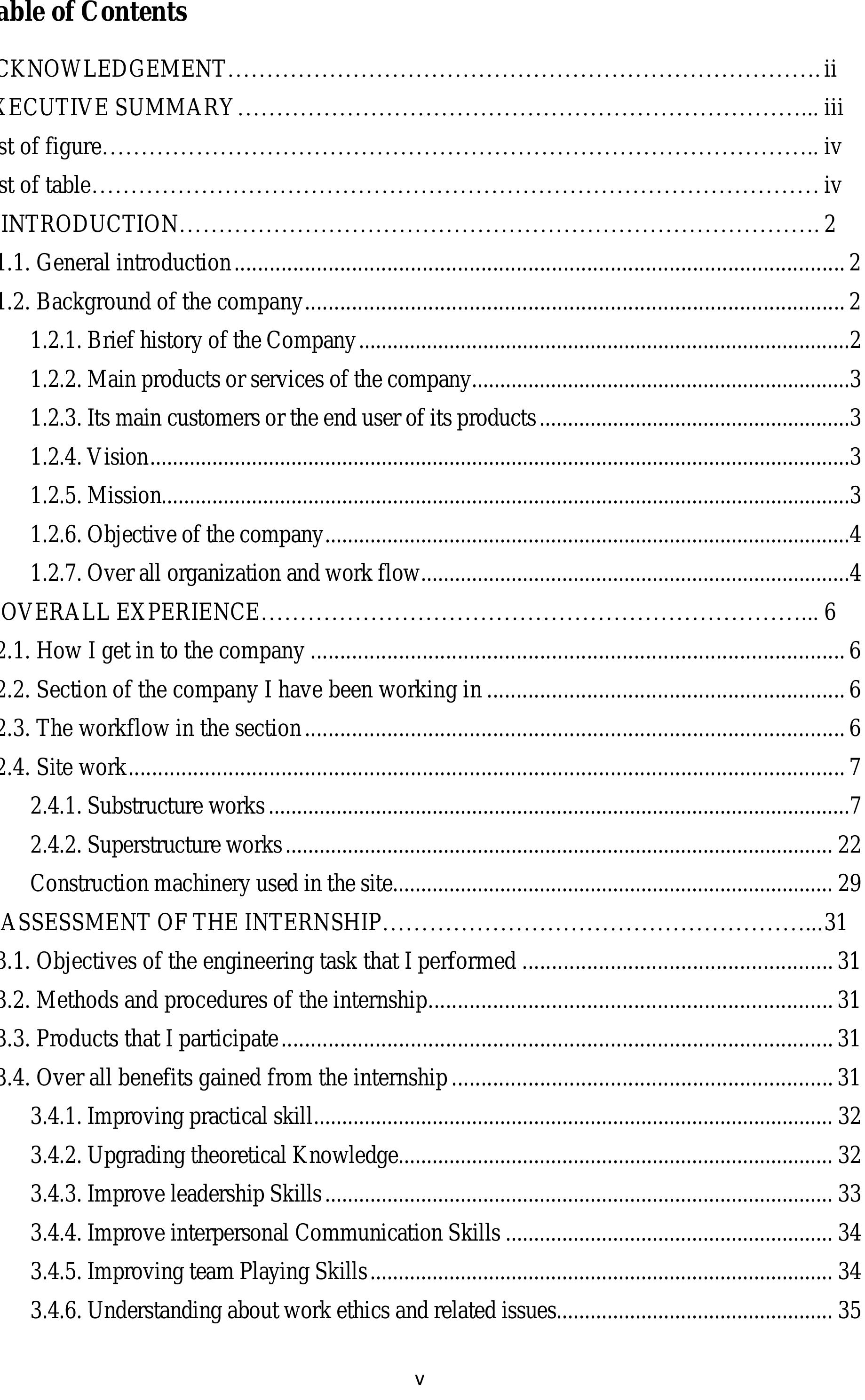 Table 1 - FINAL INTERNSHIP REPORT