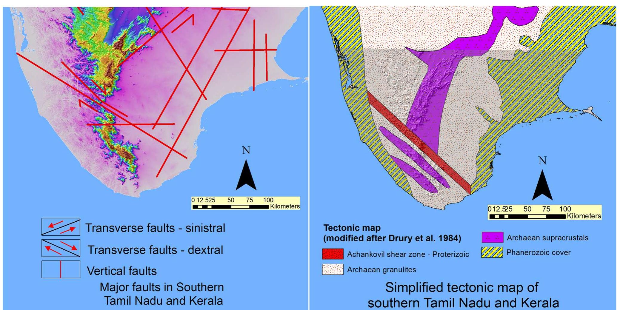 Simplified tectonic map of the south india (after drury et