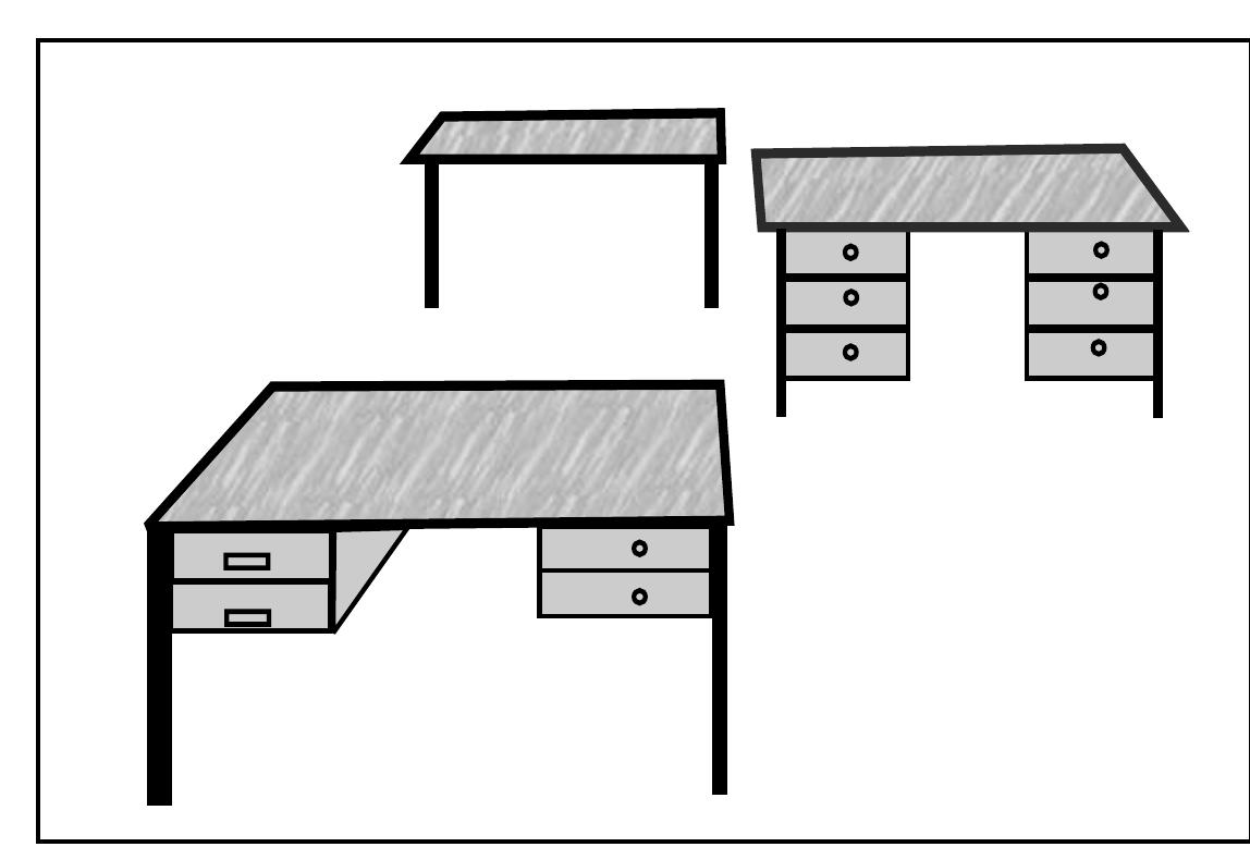 2 desk combinations (simplification of design). variety