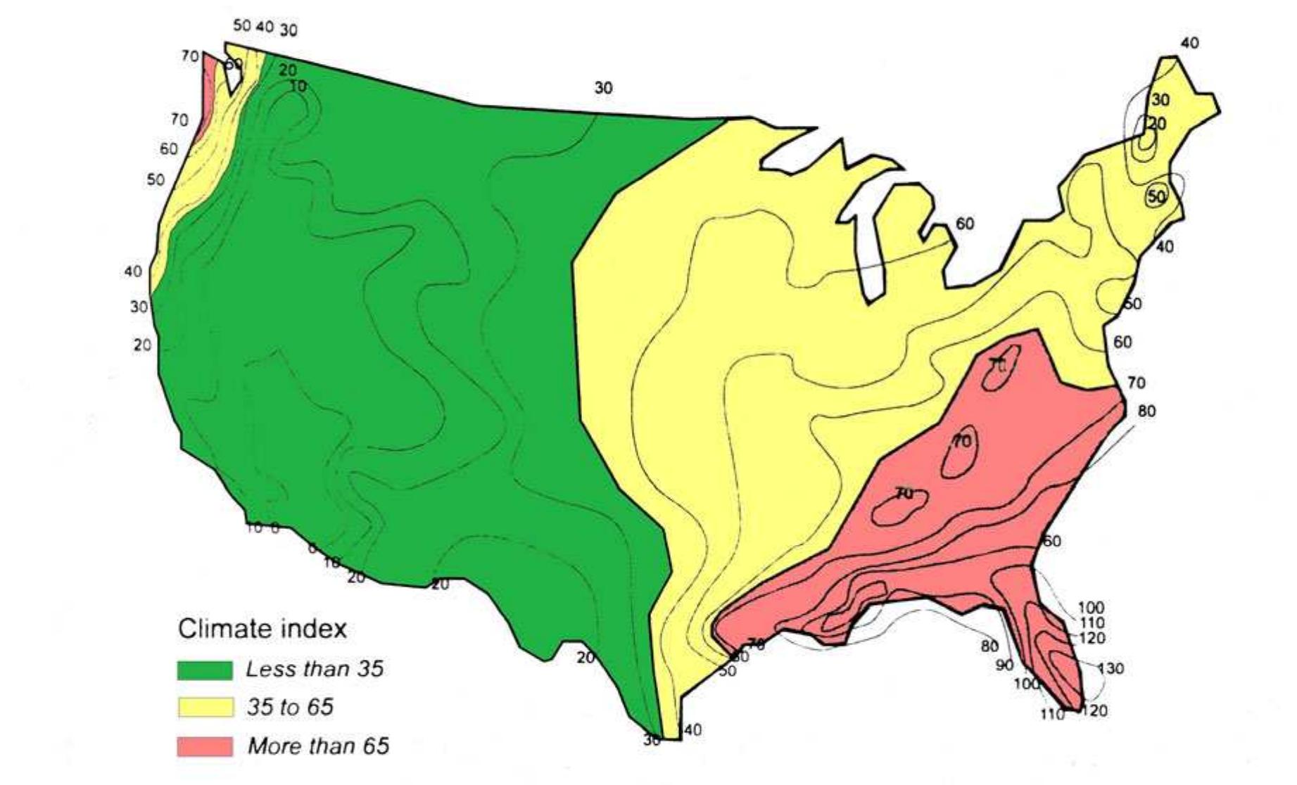 D.2 climate-index map of the united states prepared by the