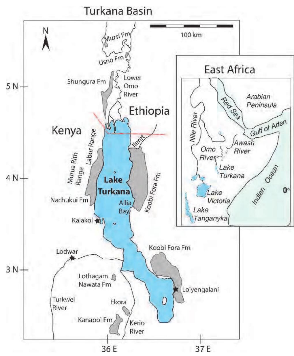 1 schematic map of the omo-turkana basin, including lake