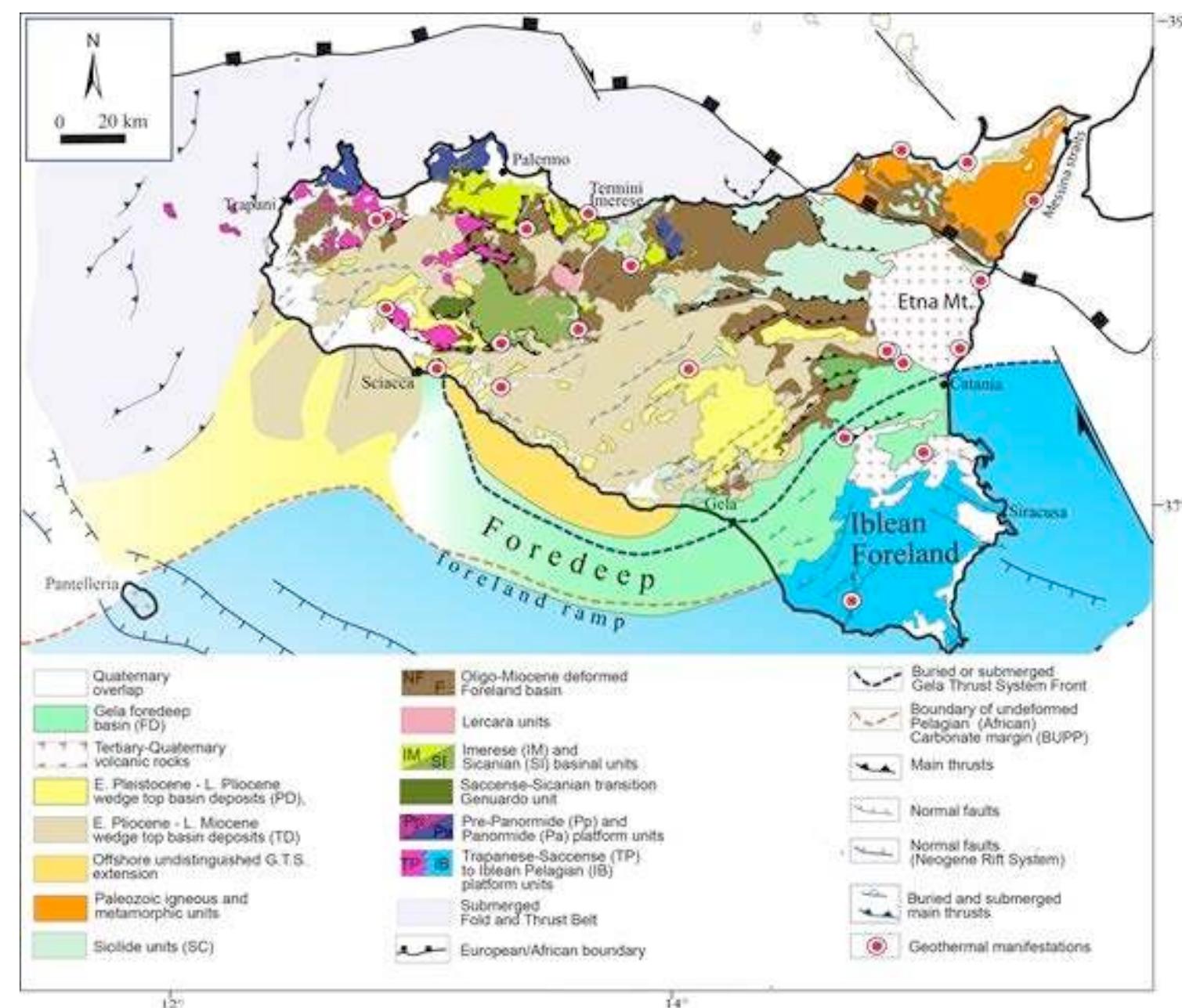 Geological-structural map of sicily (modified from