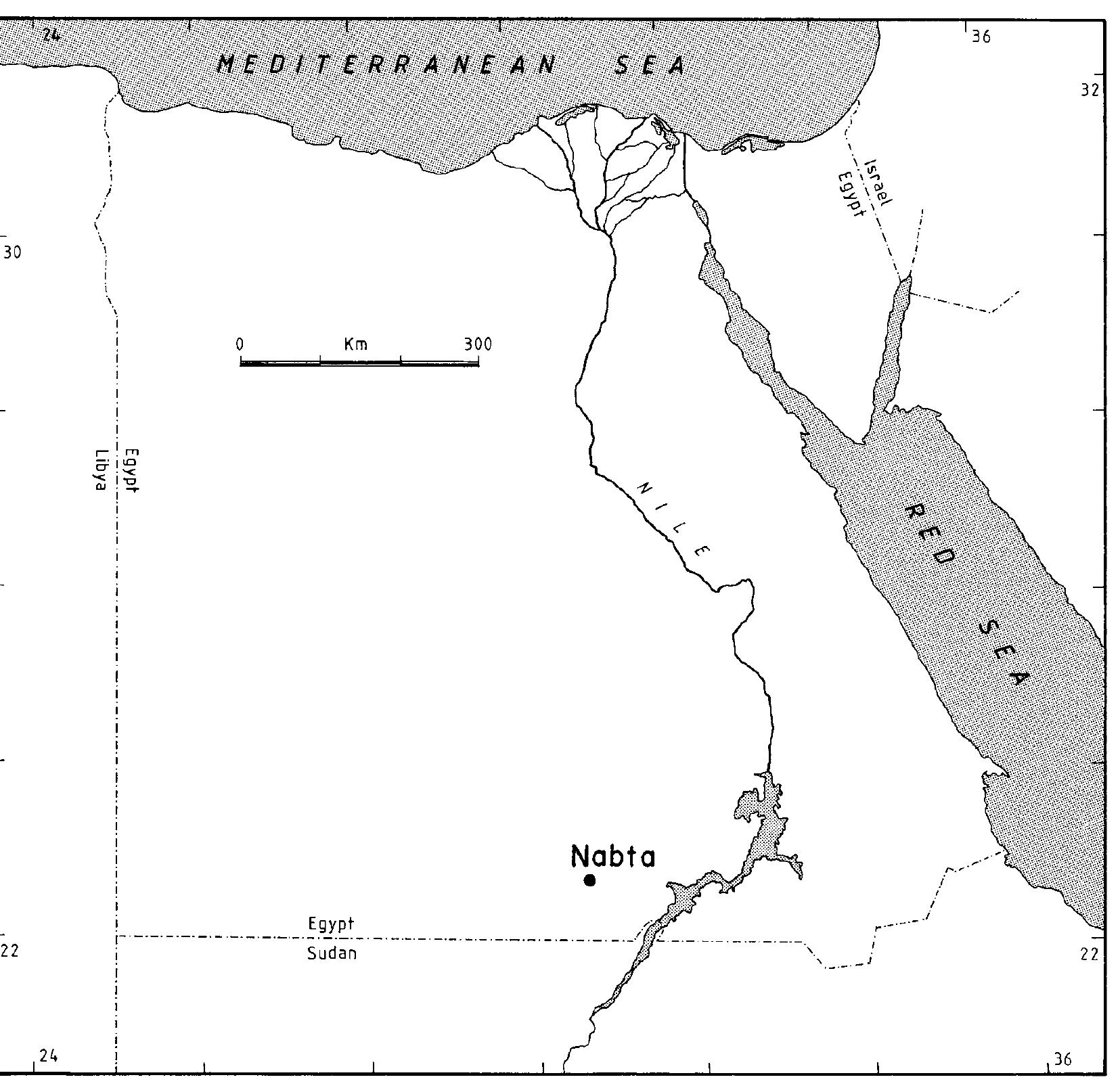 Map of egypt showing location of nabta playa.