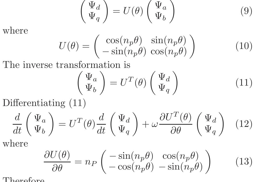The model can be transformed using park’s transforma- tion
