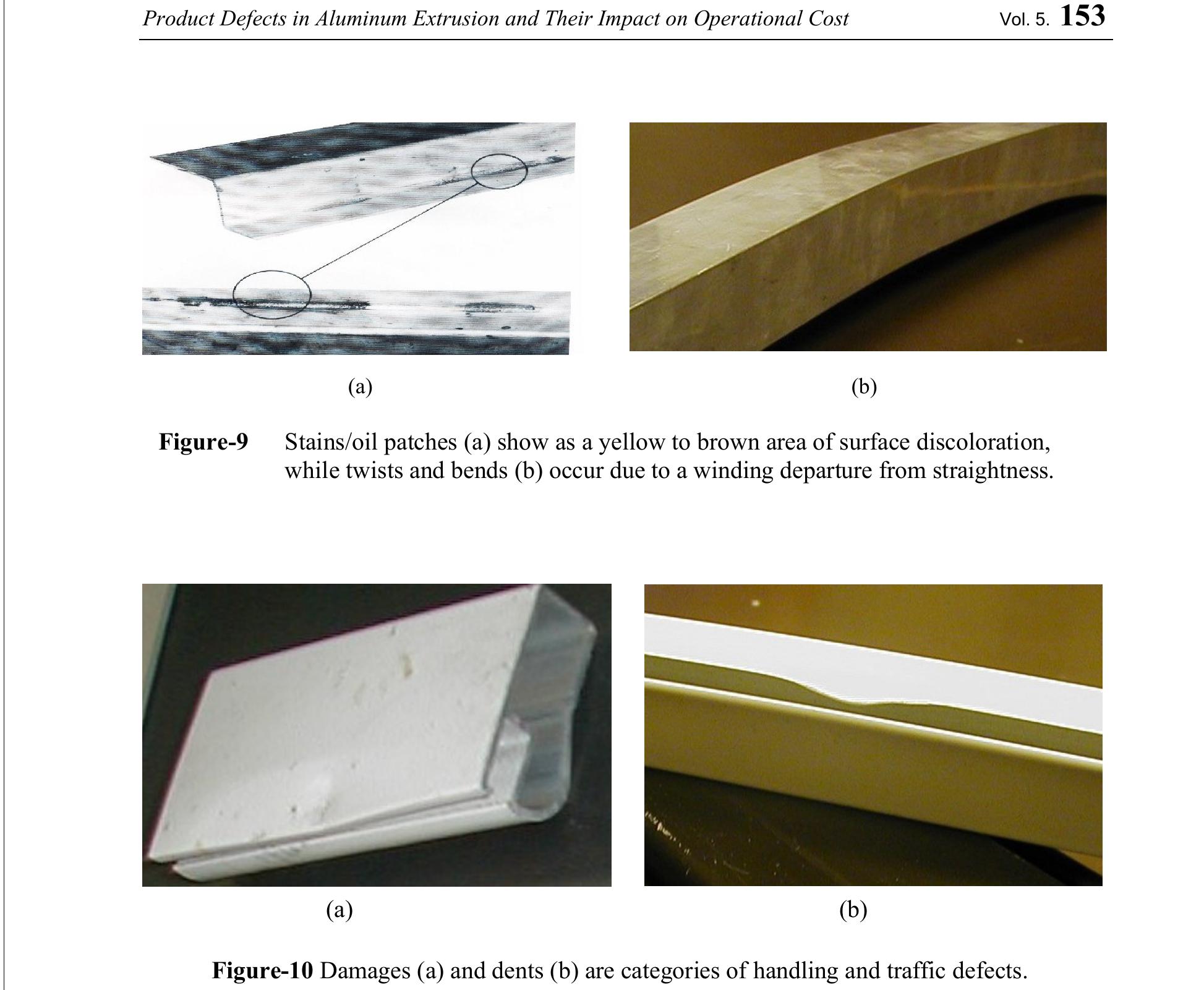 Figure 8 - Product defects in aluminum extrusion and their