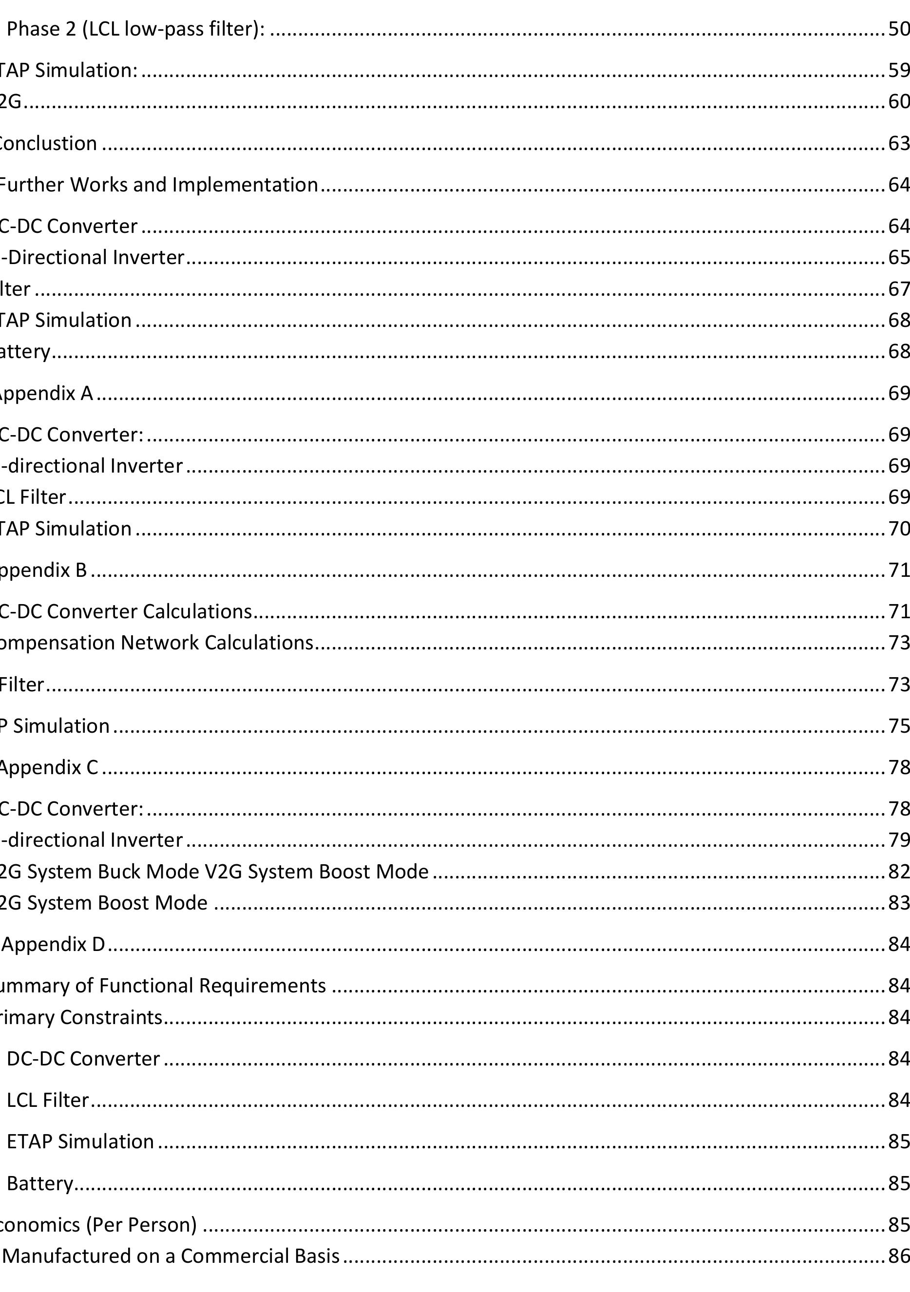 Table 2 - Design and Simulation of V2G Bidirectional