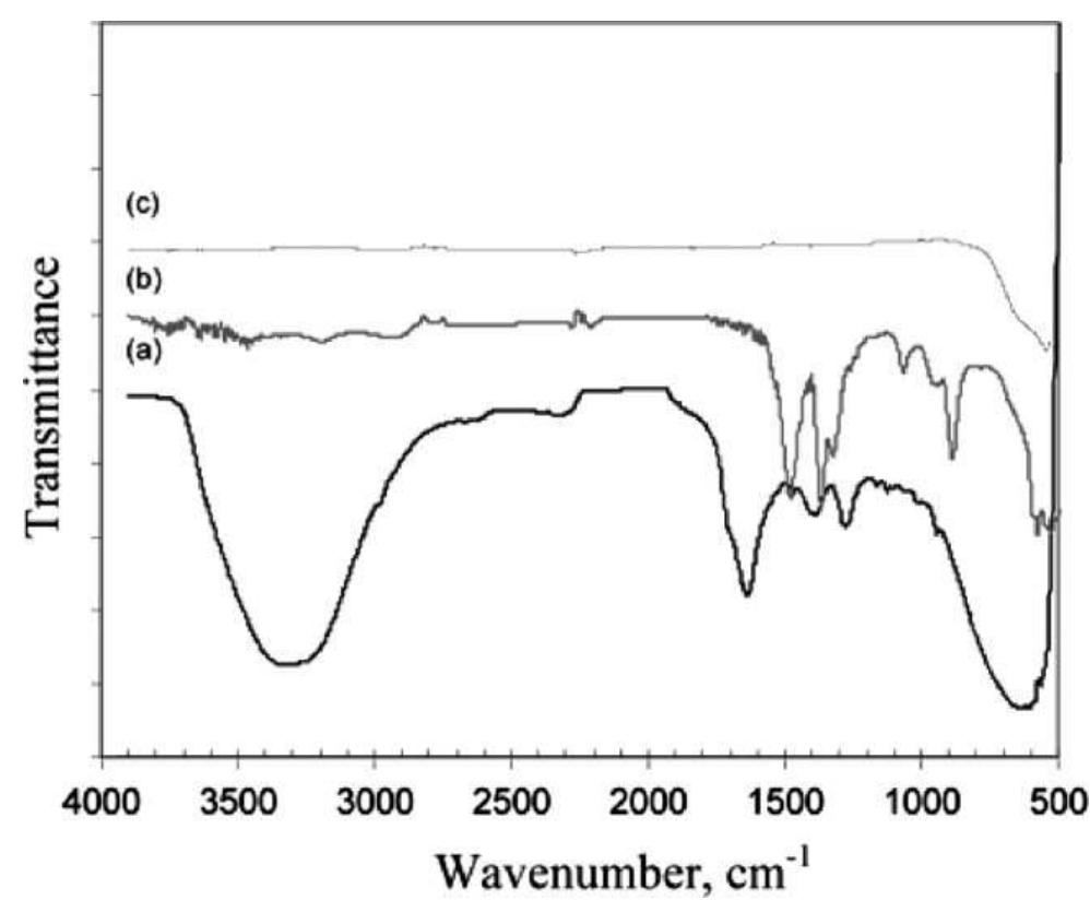 Ftir spectra of (a) alo, sol-gel solution (sg1), (b) dried