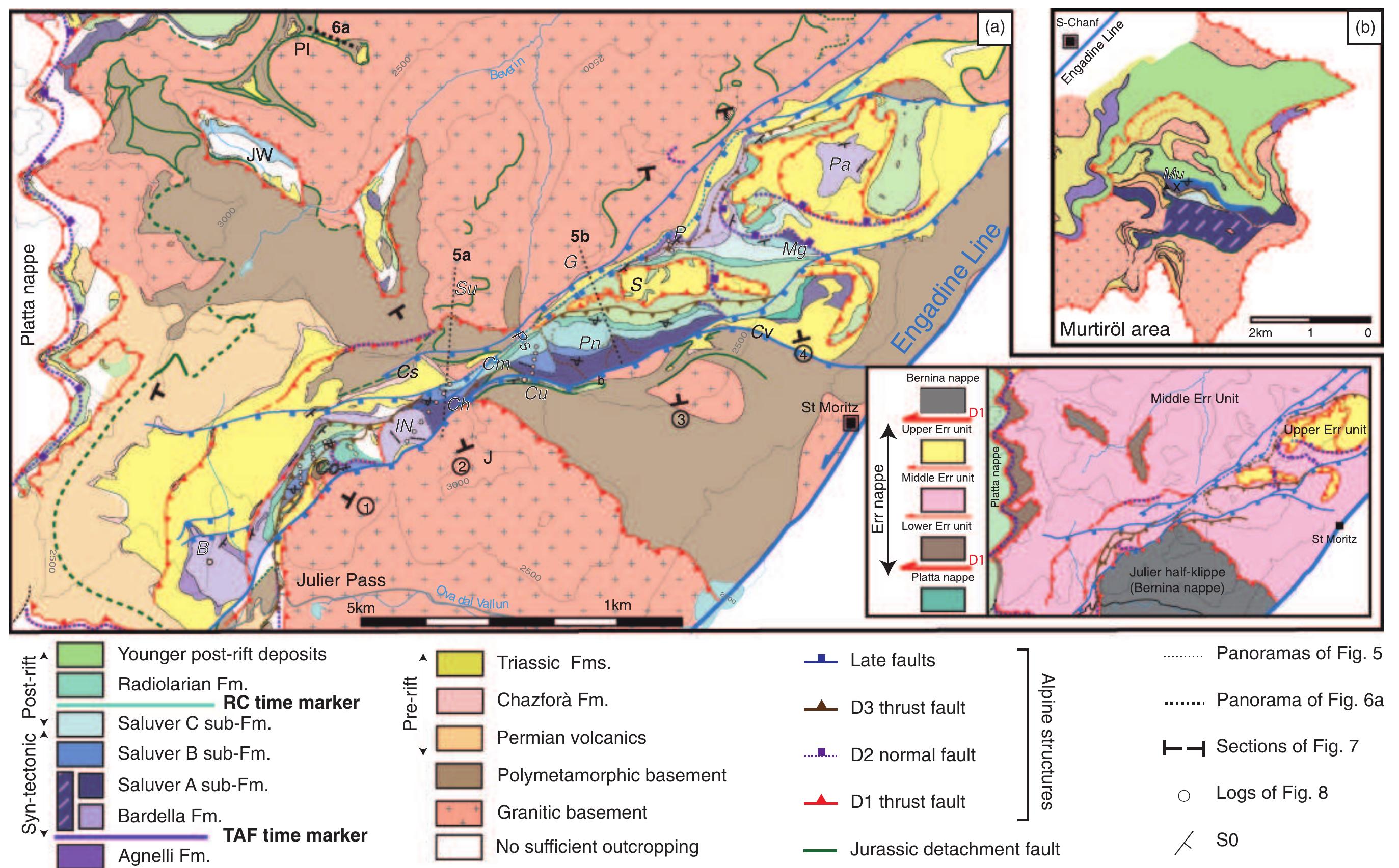 Geological and tectonic maps of the zone of samedan (a) and