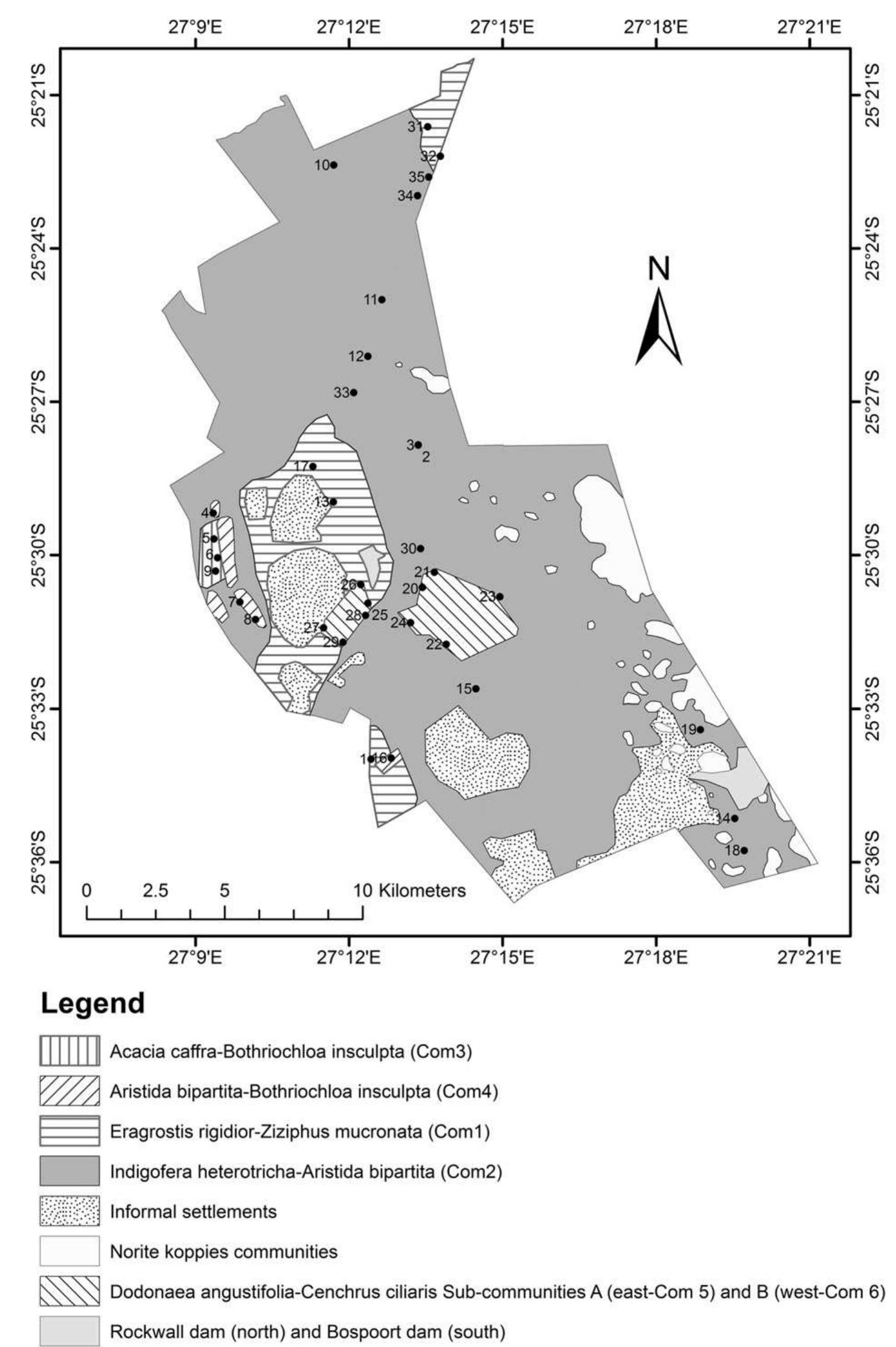 Vegetation map of the impala platinum mining area (after