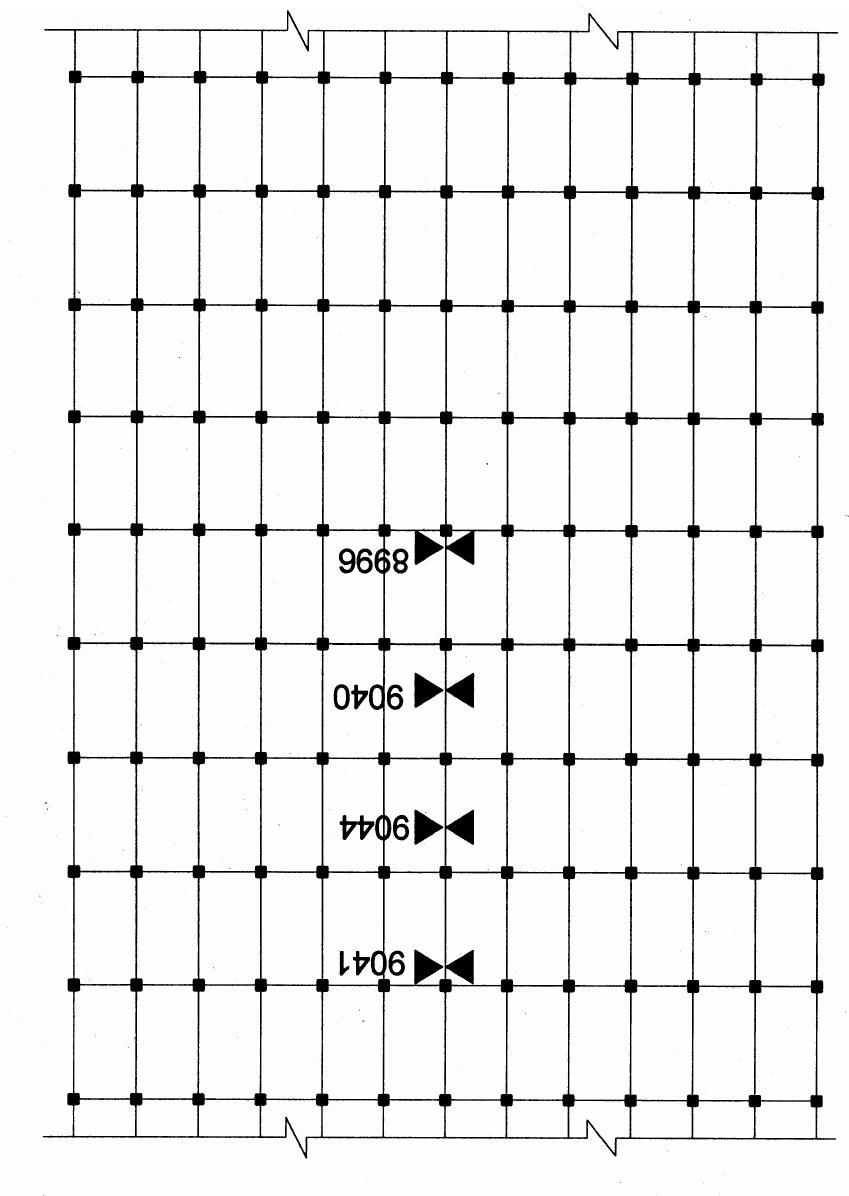 —location of gauges as in fem model of rcc slab bridge